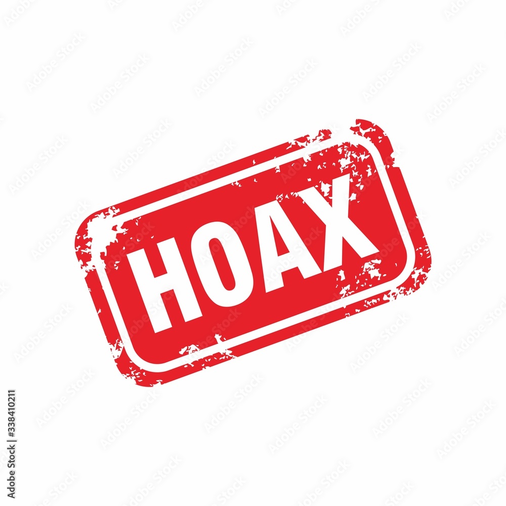 Stop hoax label stamp illustration, red grunge hoax or fake news poster ...