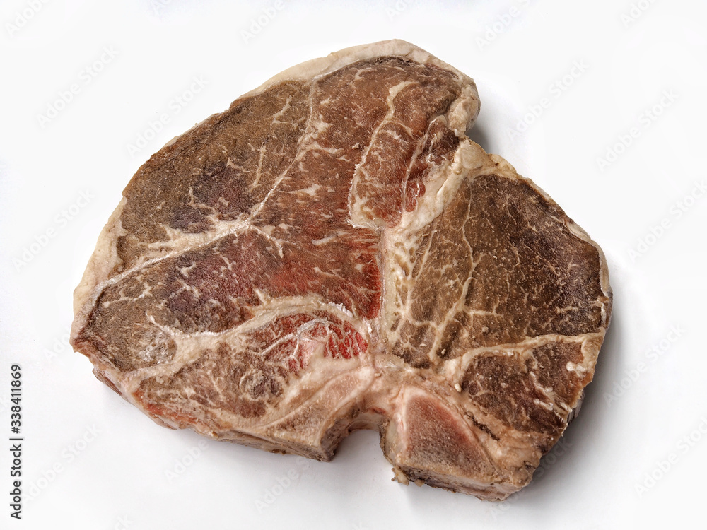 Two tone color of big beef steak the low quality and lack of oxygen ...