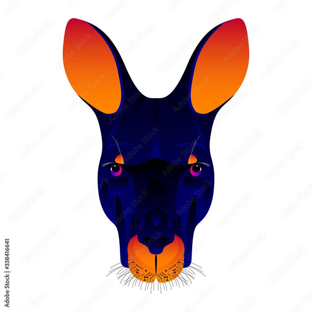 Abstract kangaroo head isolated on white. Graphic cartoon kangaroo ...