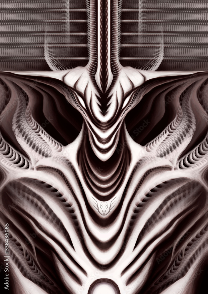 Cosmic character close-up, alien intelligent creature, biomechanical ...