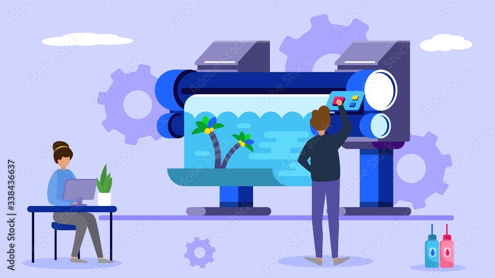 Printing industry, tiny character work in creative business office ...