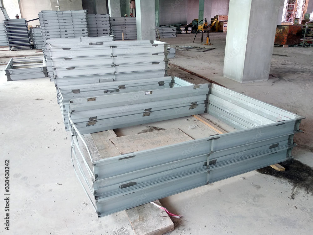 Mild Steel Door Frame stacked horizontally at the construction site ...