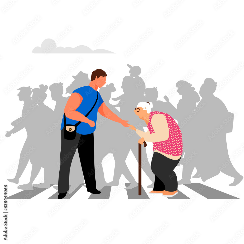 Helping Elderly People Cross The Street