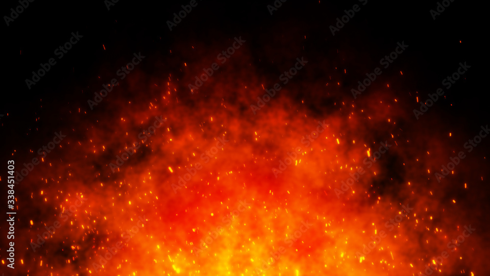 Fire embers particles over black background. Fire sparks background ...
