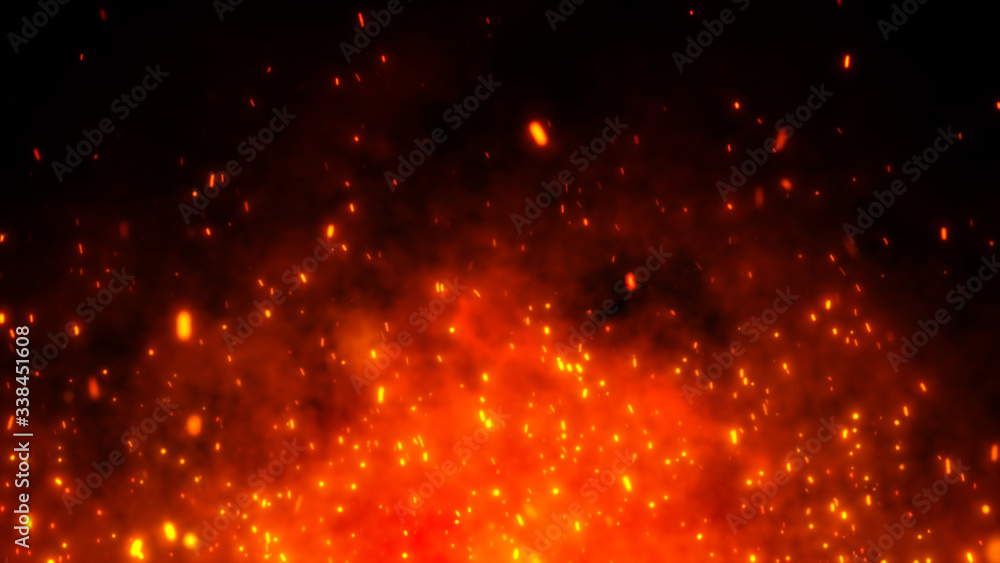 Fire embers particles over black background. Fire sparks background ...