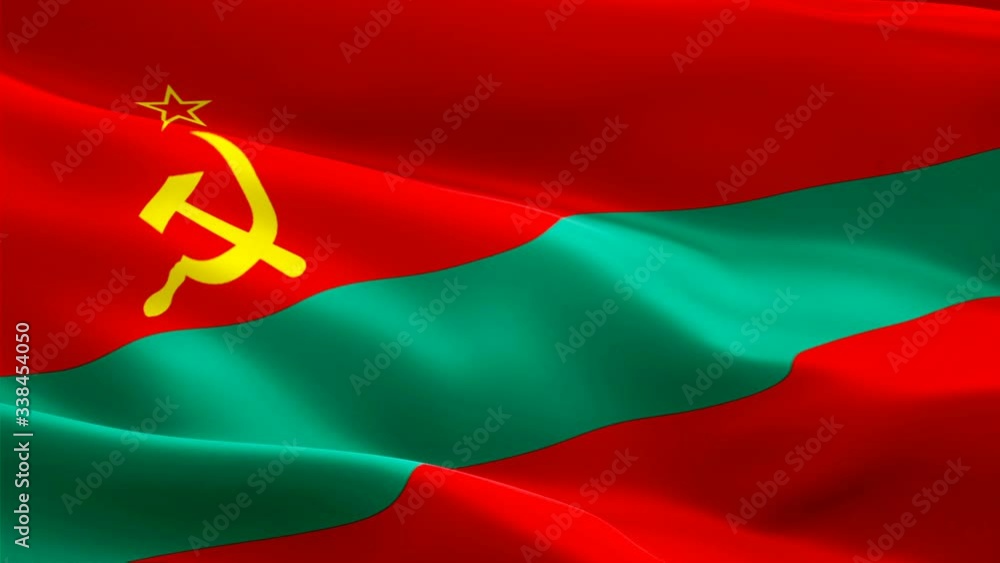 Pridnestrovie waving flag. National 3d Transnistria flag waving. Sign ...