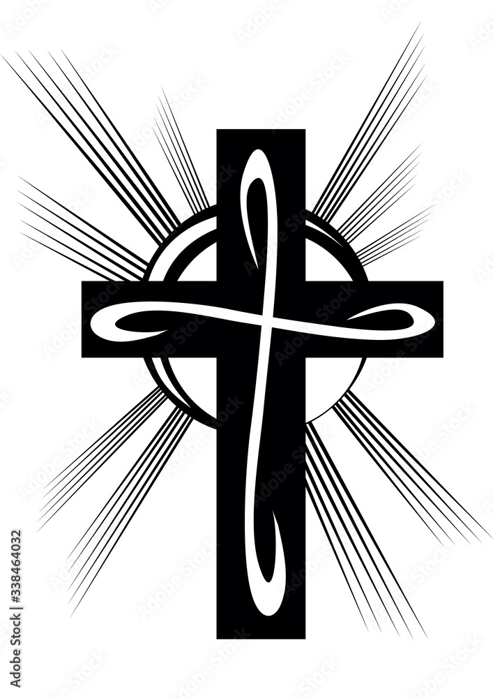 stylized cross in black on a white background, vector illustration ...