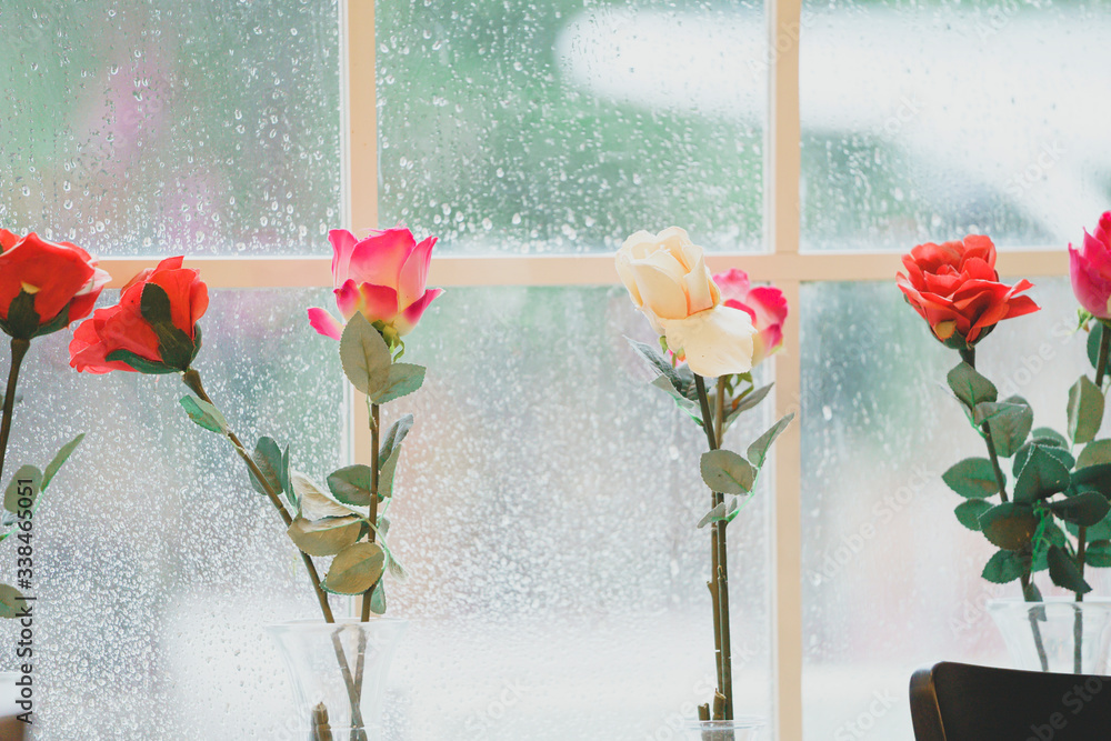 Rain Falling On Flowers