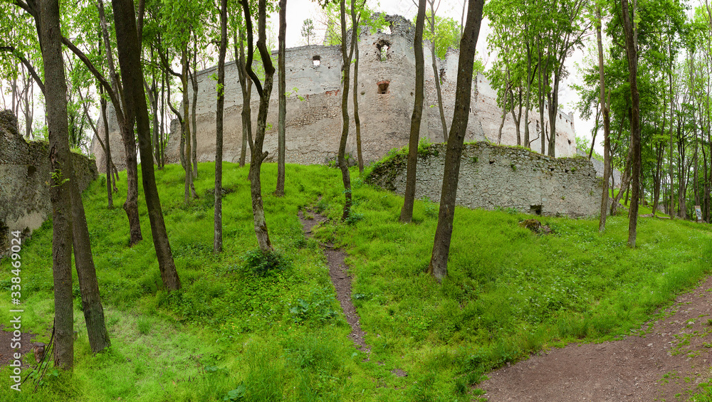 Rubble of old Dobra Voda castle (build in 13th century) in Slovak ...