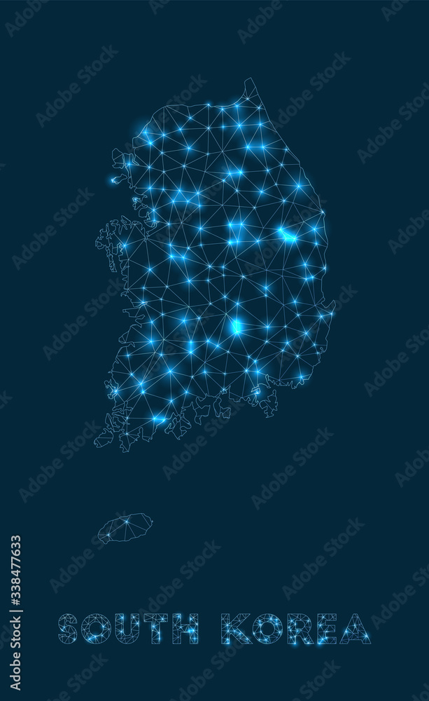 South Korea network map. Abstract geometric map of the country ...