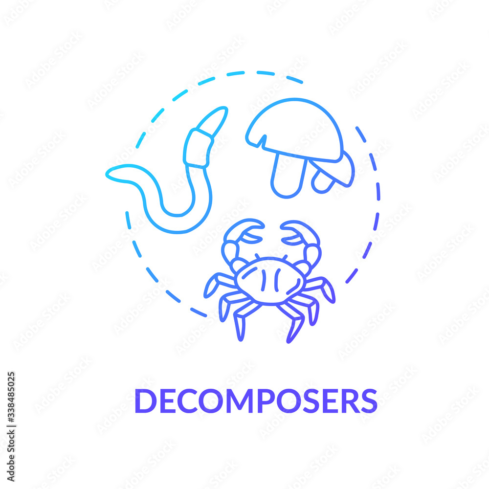 Decomposers concept icon. Food chain final link, reducers. Biological ...
