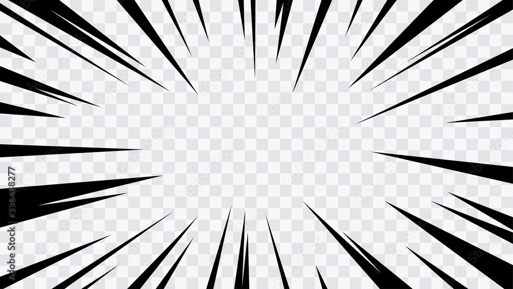 Abstract comic book flash explosion radial lines on transparent ...