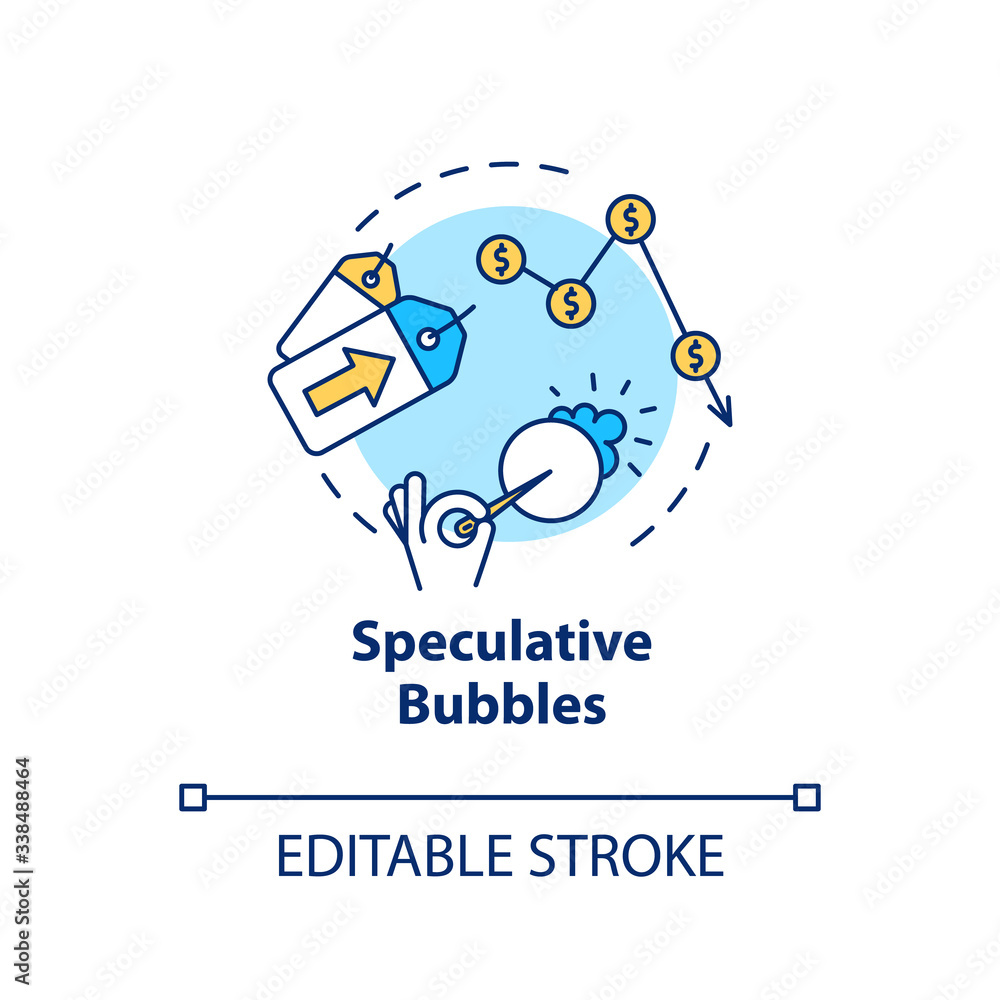 Speculative bubble concept icon. Economic crisis, financial emergency idea thin line ...