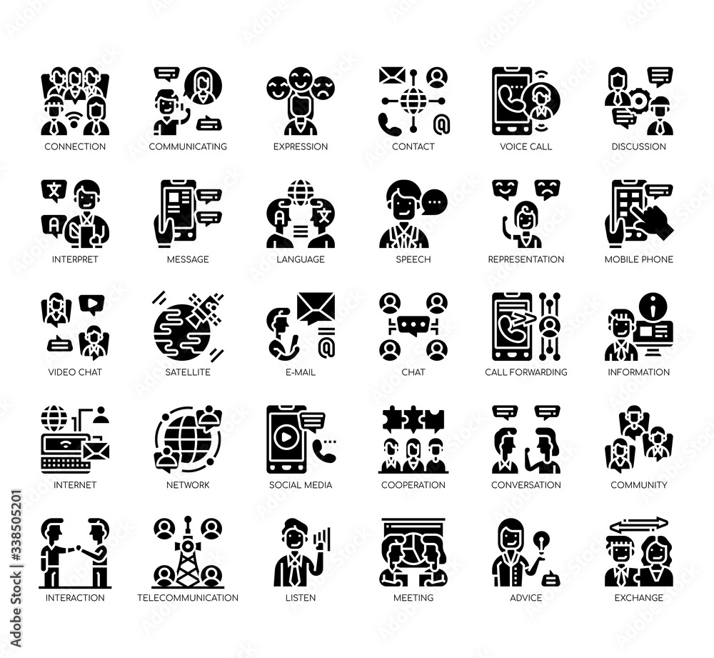 Set of communication thin line and pixel perfect icons for any web and ...