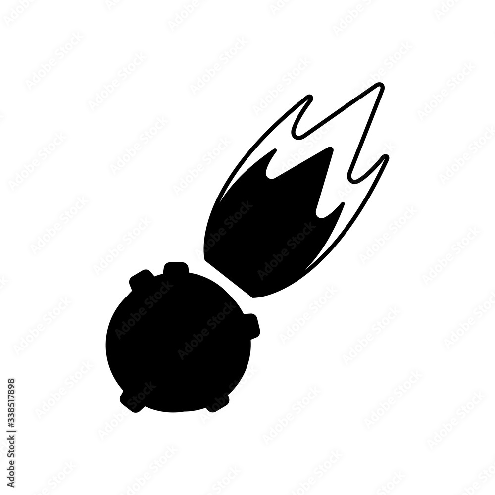 Meteorite sign. Black icon on transparent background. Illustration ...