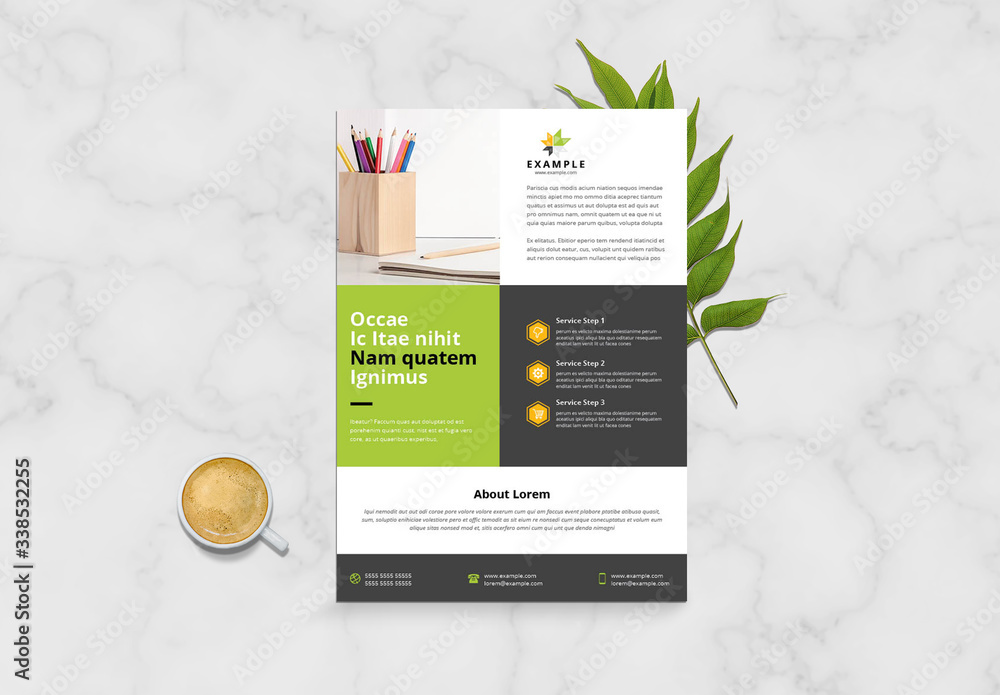 Corporate Flyer Layout with Box Design Stock Template | Adobe Stock