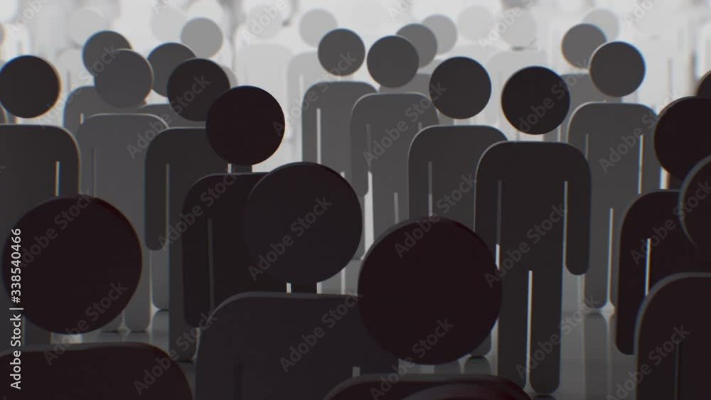 Crowd of People Going in the Dark and in the Light. Silhouette 3d ...