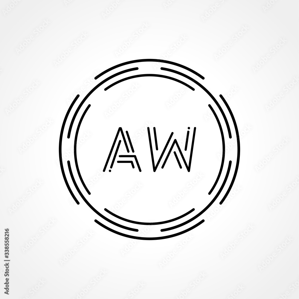 Initial AW Logo Creative Typography Vector Template. Digital Abstract ...