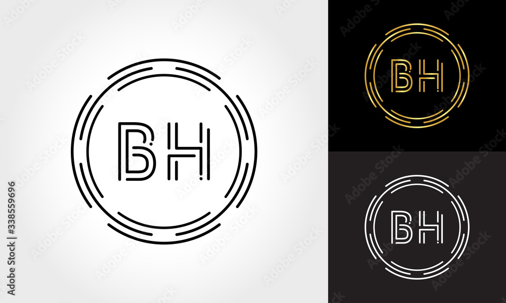 Initial Letter BH Logo Creative Typography Vector Template. Digital ...