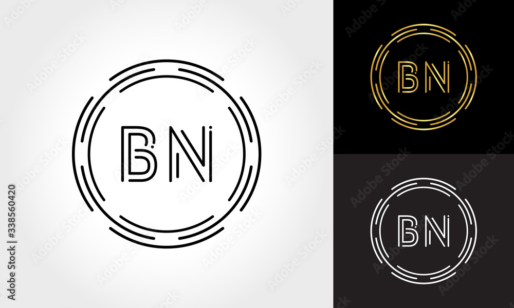 Initial Letter BN Logo Creative Typography Vector Template. Digital ...