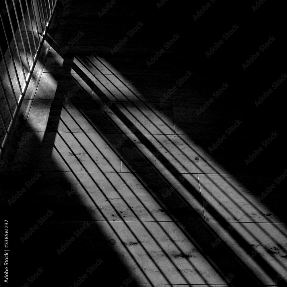 Shadow Of Grilles In Obscure Room Stock Photo | Adobe Stock