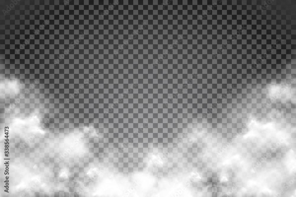 White fog texture isolated on transparent background. Steam special ...