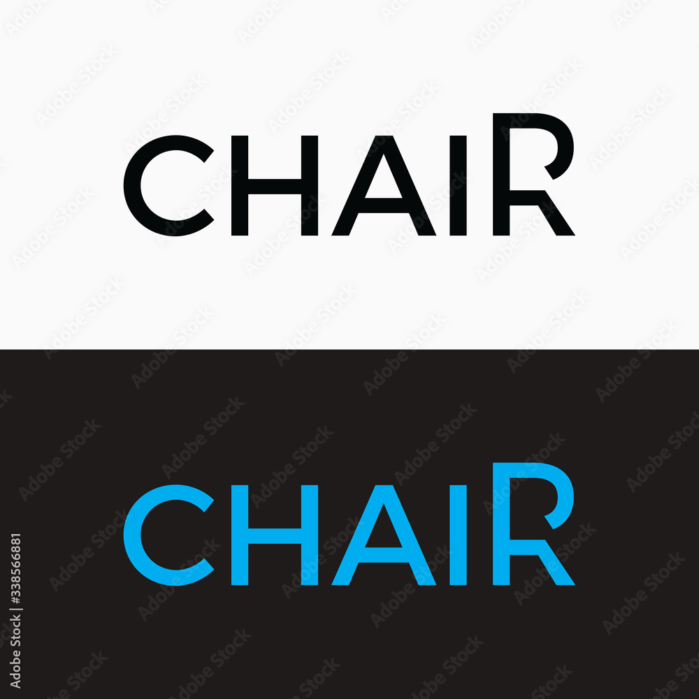 Chair Typography Word Letter Logo Design Vector Template. Chair Word ...