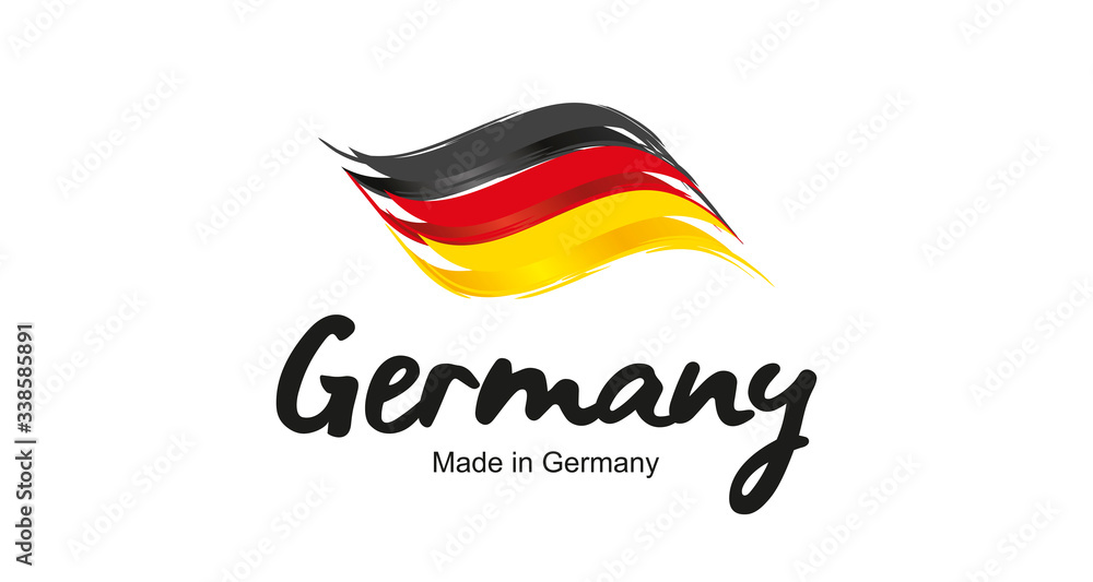 Made in Germany handwritten flag ribbon typography lettering logo label ...