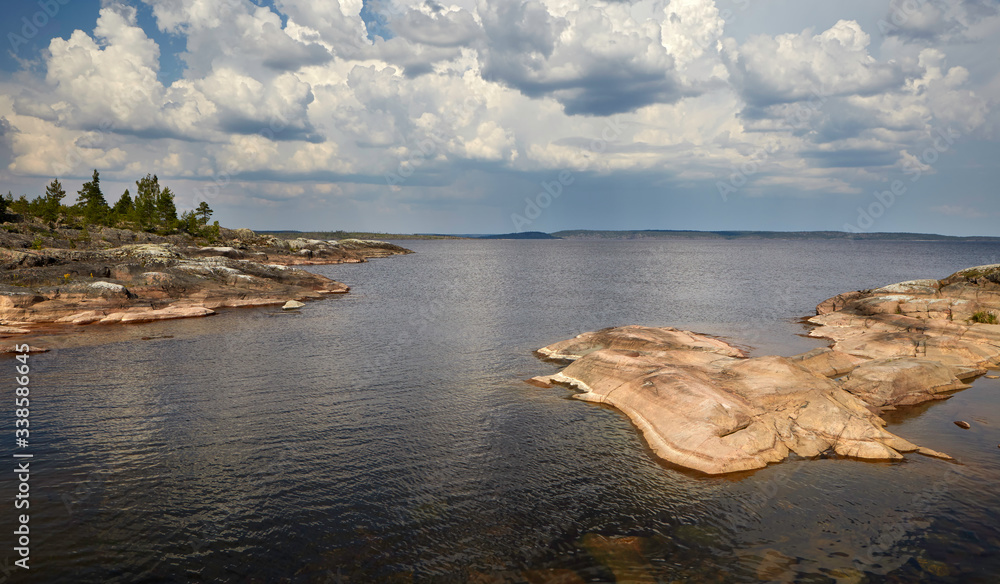 In the foreground, on the right, we see a bizarre form of a rocky ...