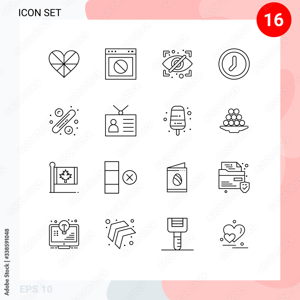 Mobile Interface Outline Set of 16 Pictograms of user, interface, web ...
