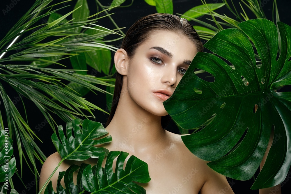 Beautiful woman bare shoulders clean skin Stock Photo | Adobe Stock