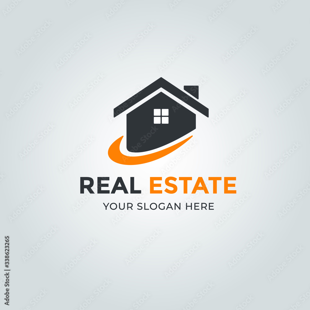 Orange and Grey Home Logo Vector. Real Estate Logo Template Stock ...