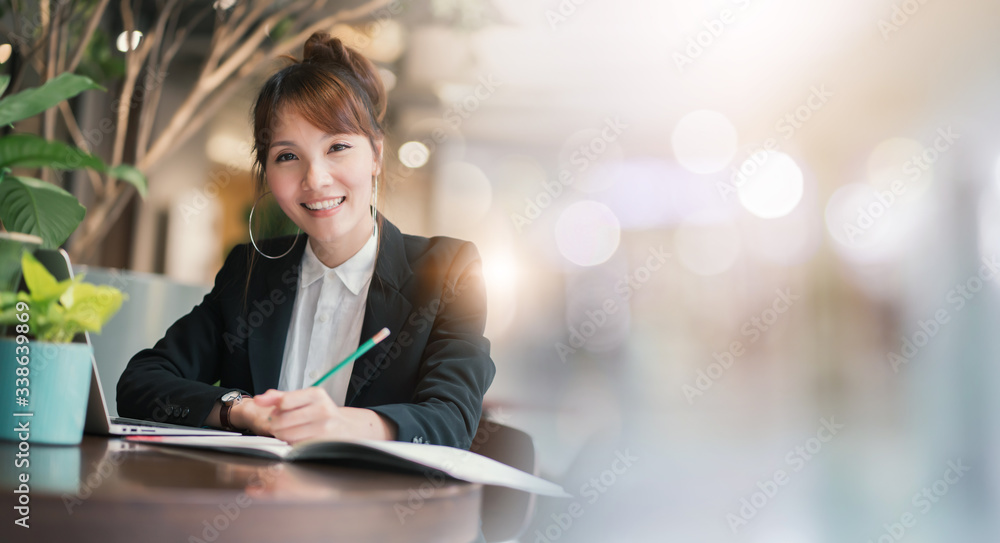 Young woman asian with laptop online learning. Lifestyle social ...