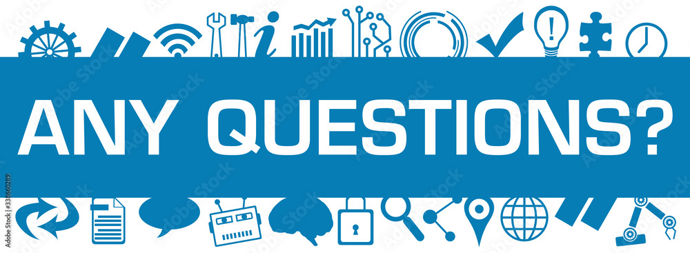 Any Questions Blue Box Technology Symbols Up Down Stock Illustration ...