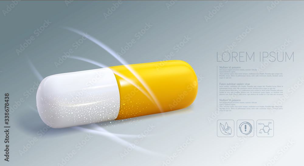 Vector illustration. 3d medical capsule, pill. Medical health concept ...