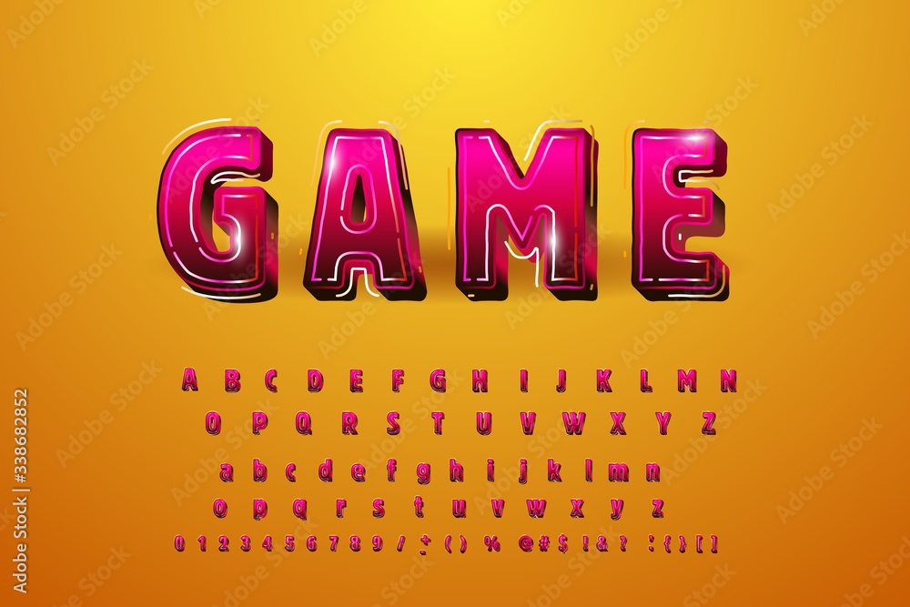 Vector illustration of font, alphabet for the game, bright fun style ...