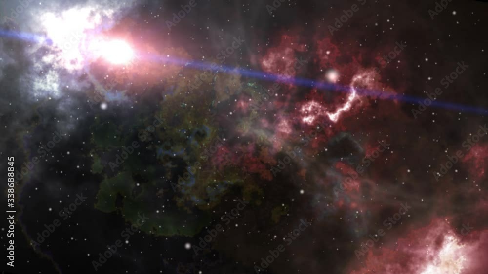 4K animation of the cosmic background with nebulae and star clusters ...