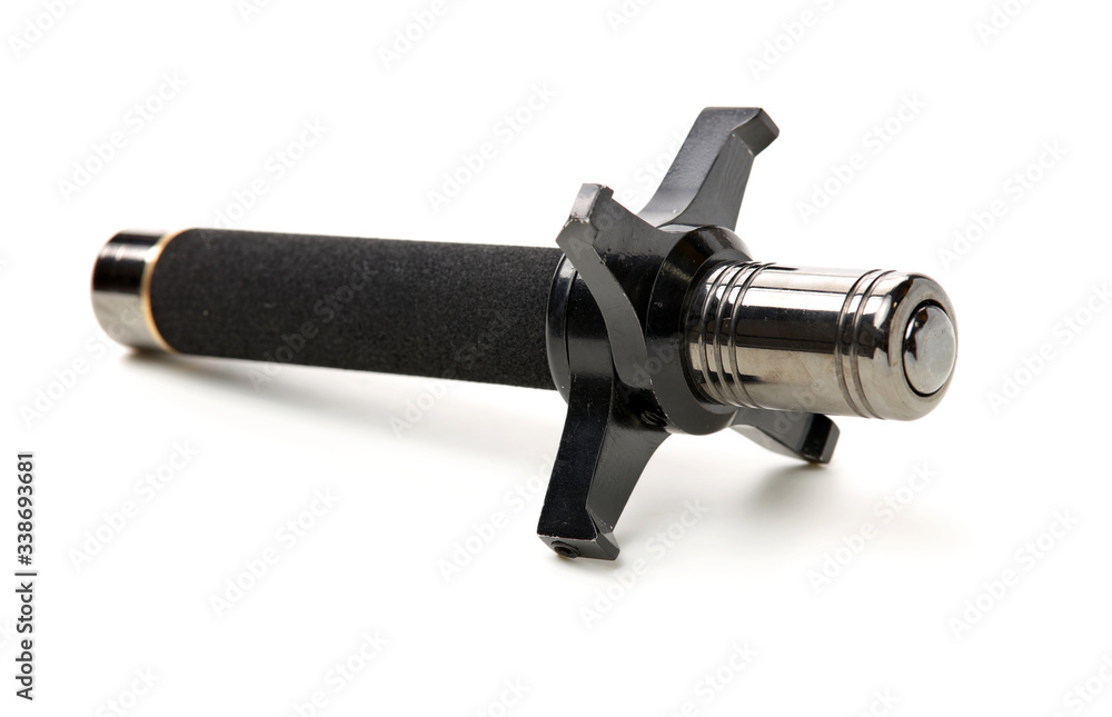 Black telescopic expandable baton / truncheon on white background Stock ...