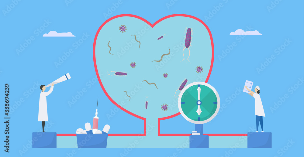 Cardiology vector illustration. This disease calls endocarditis. It is ...