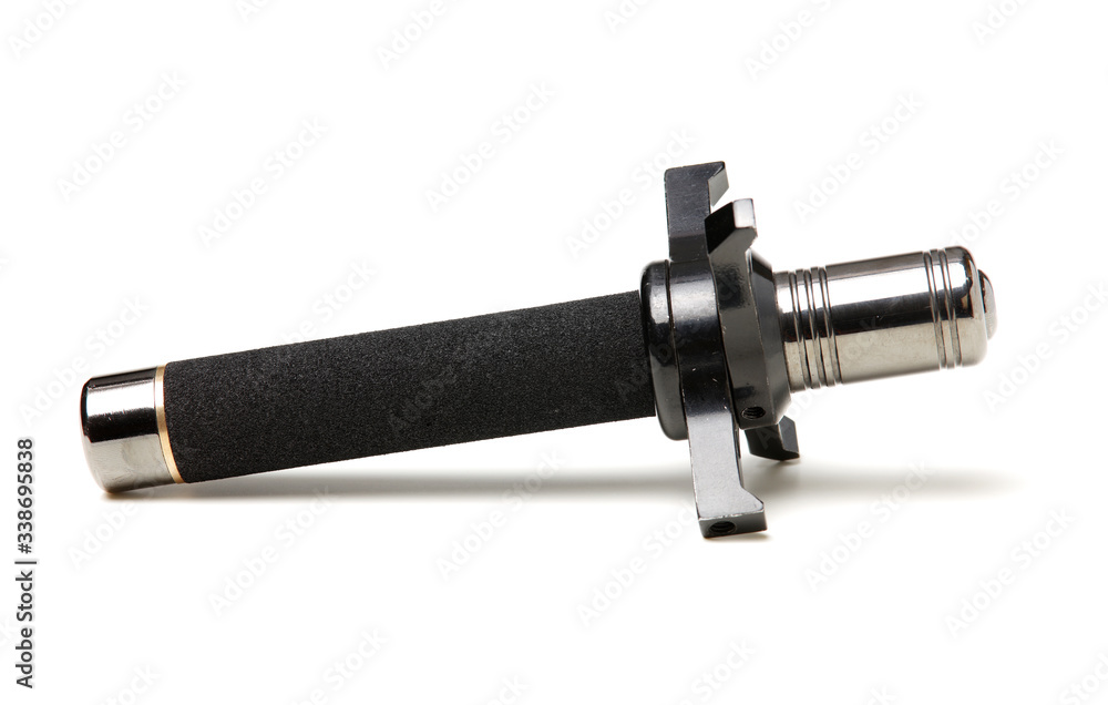 Black telescopic expandable baton / truncheon on white background Stock ...