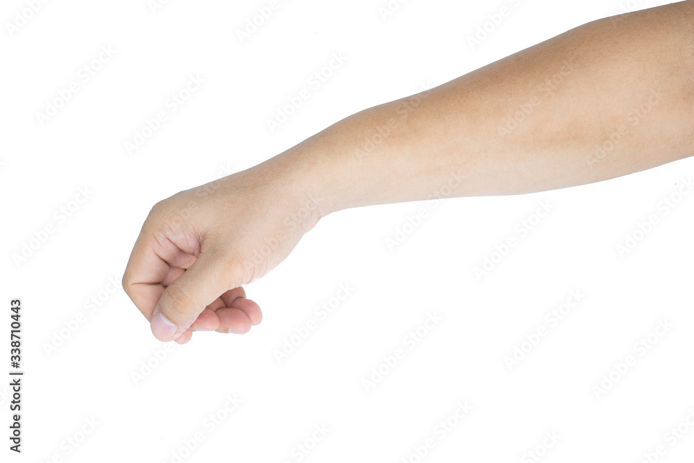 Hand and arm asian man or caucasian hand gestures hold or catching ...