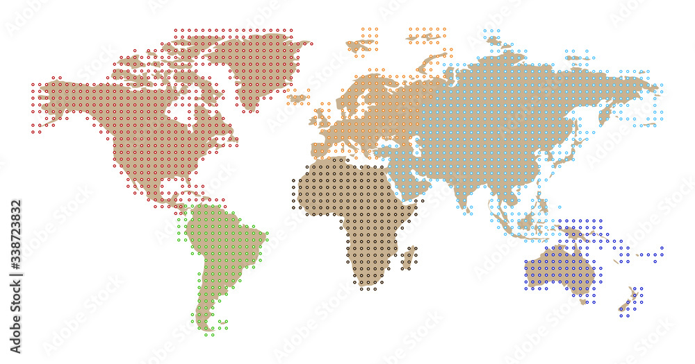 Vector world map with halftone pattern isolated on white Stock Vector ...