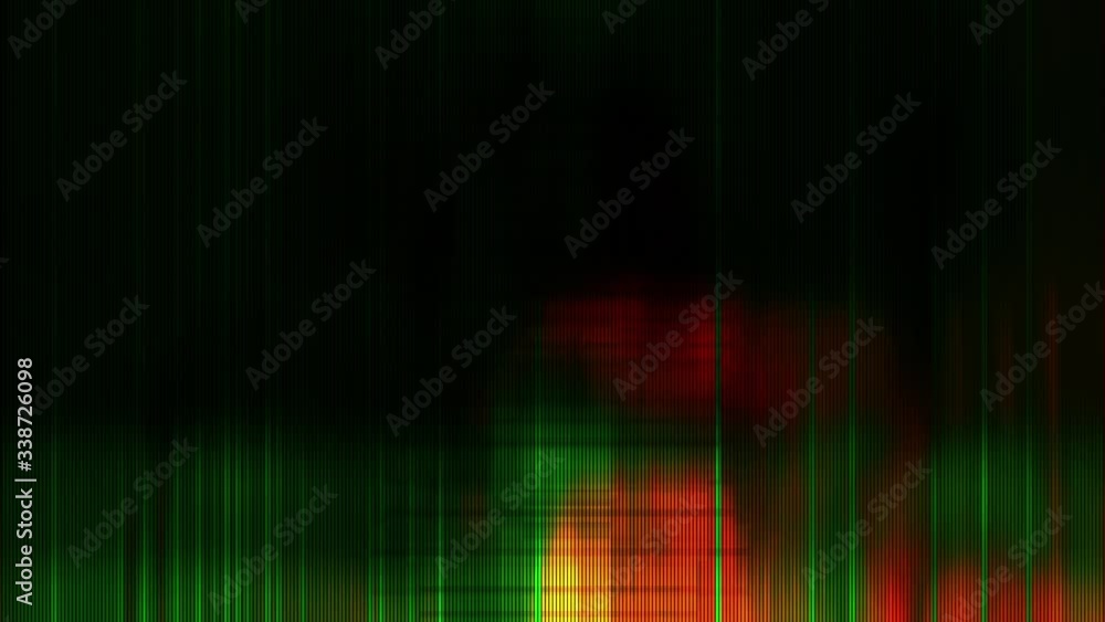 conceptual animation of distorted digital transmission with colorful ...