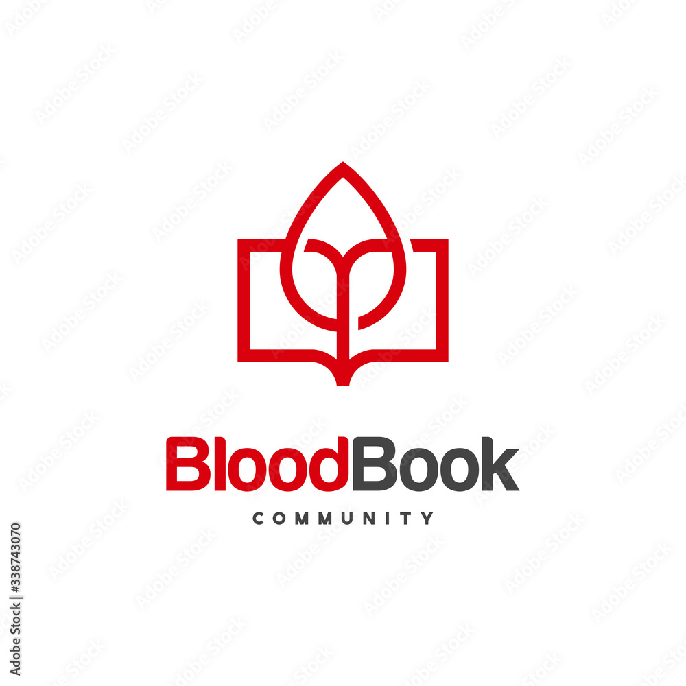 Blood Care logo designs concept vector, Blood and Book Symbol icon ...
