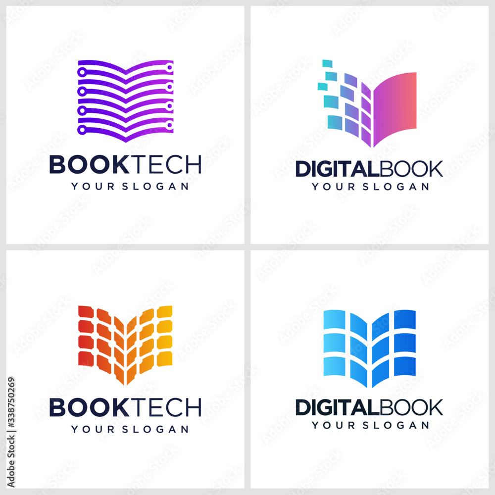 Digital Book logo design. Electronic Book logo template. Online ...