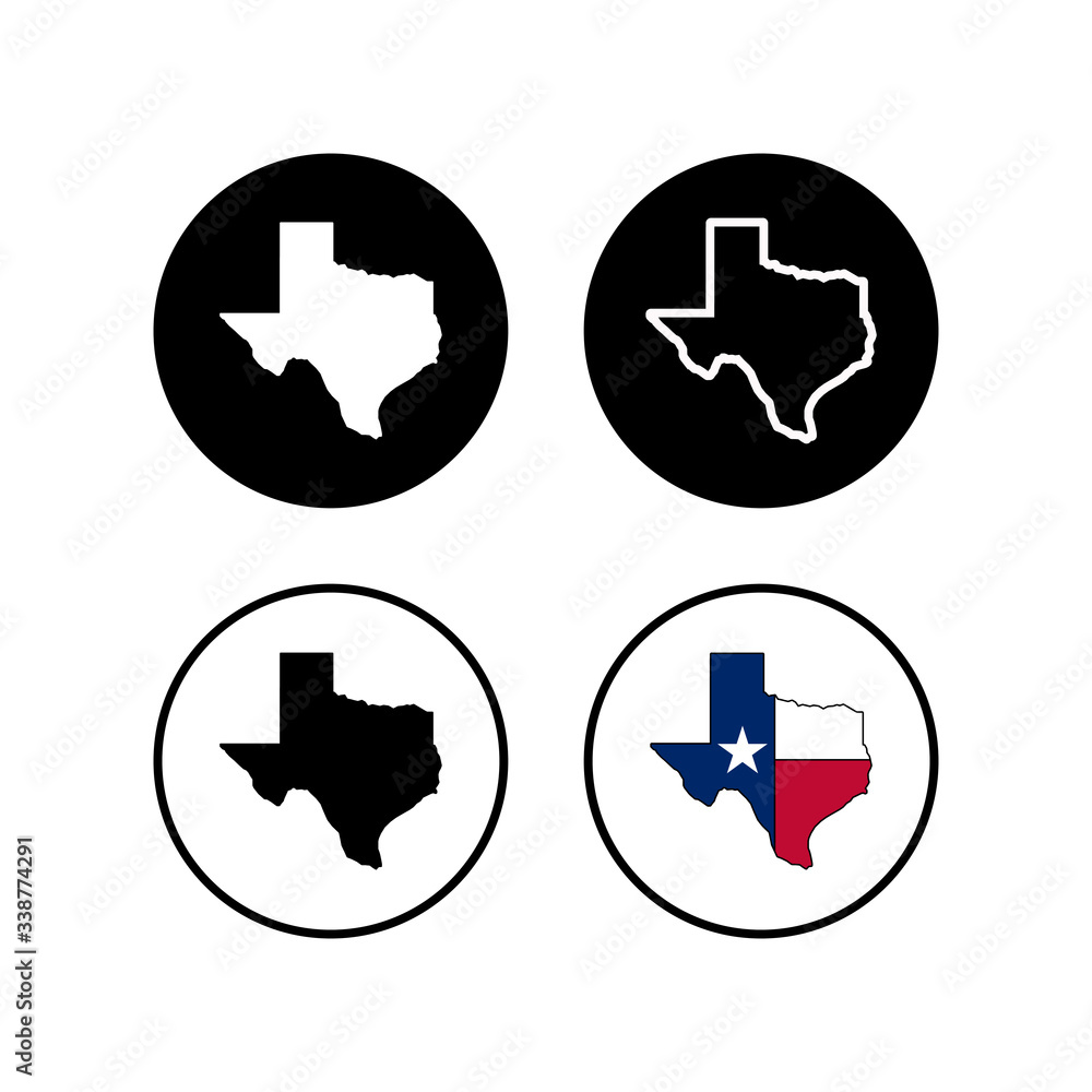 Texas map icons set. Texas map icon. Texas symbol. Stock Vector | Adobe ...