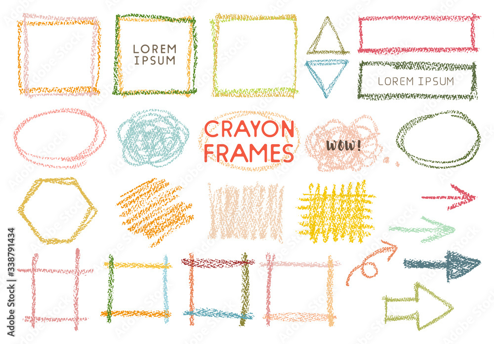 crayon hand drawn doodle frames (vector) Stock Vector | Adobe Stock