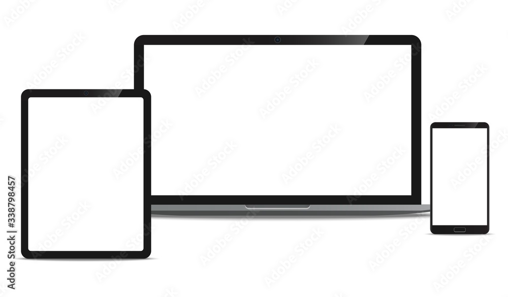 Mock up set of Laptop computer, Tablet and Smartphone realistic style ...