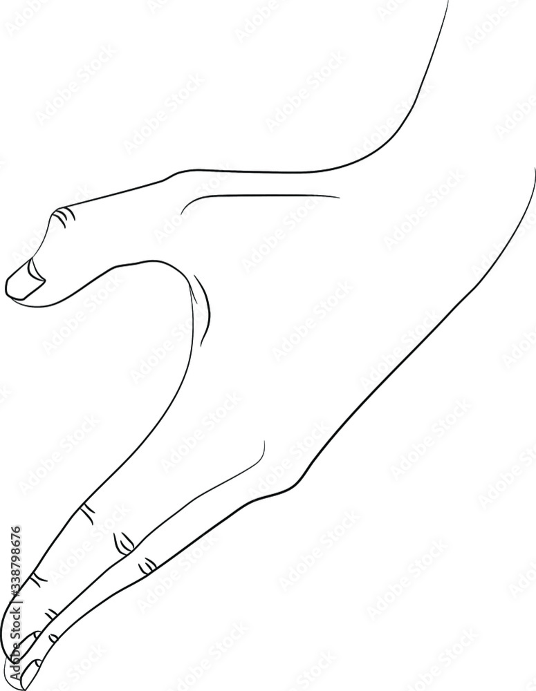 Isolated silhouette of the hand fingers that shows shape oh half heart ...