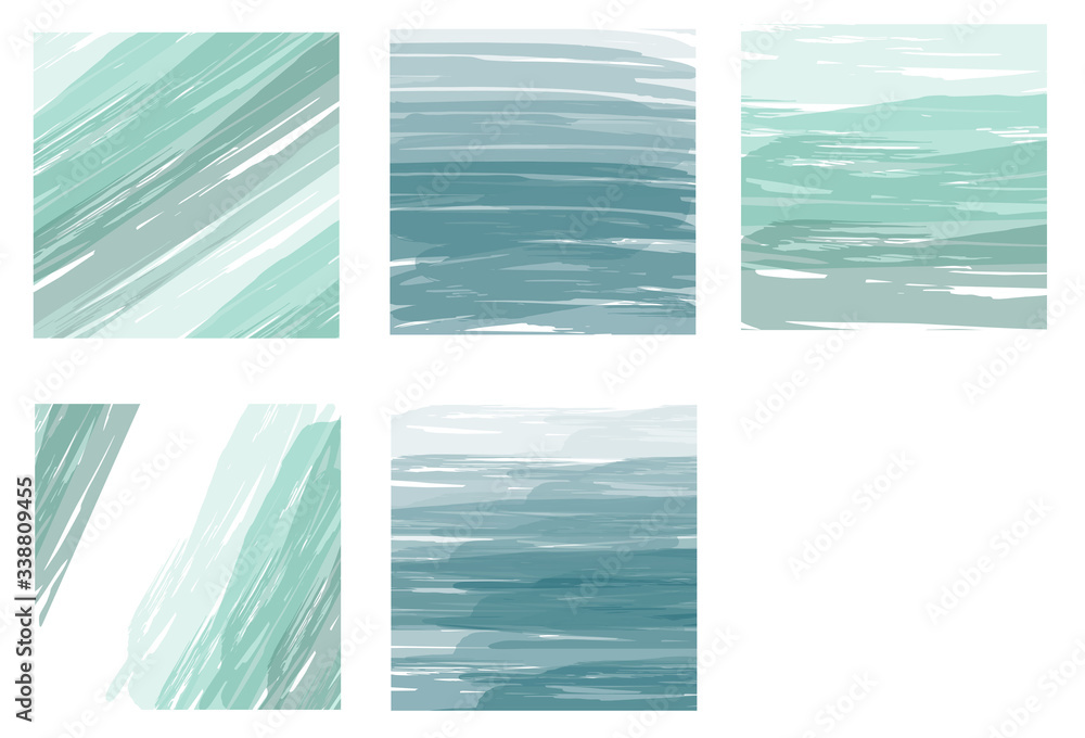 Abstract hand drawn vector background. Mint green, light blue fill with ...